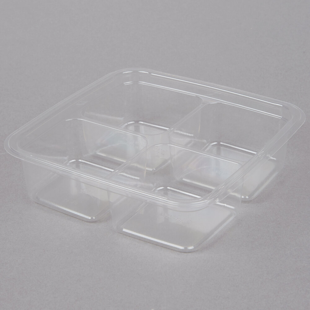 Fabri-Kal Greenware GS6-4S 16.7 oz. Shallow 4-Compartment Clear PLA ...