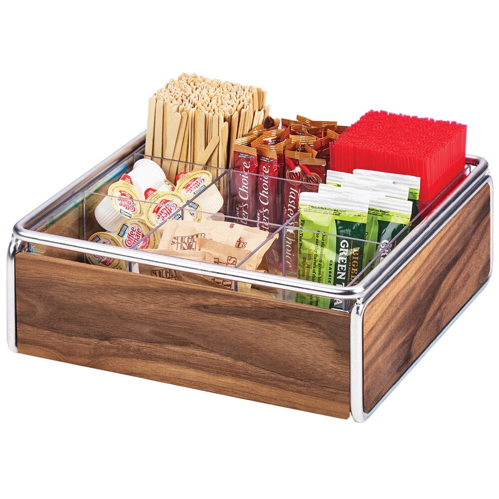 Cal-Mil 3707-49 Mid-Century 9 Compartment Wood Condiment Organizer with ...