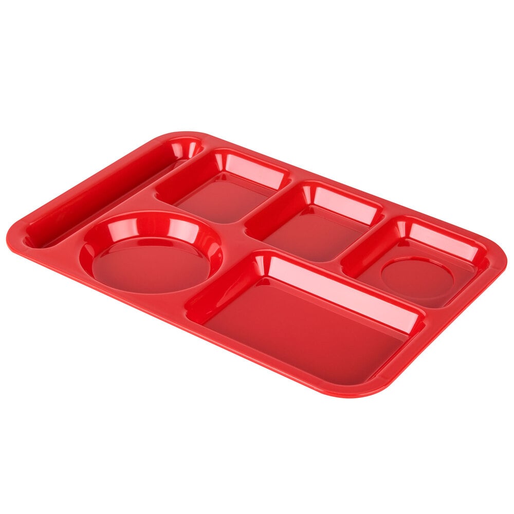 Carlisle P61405 10" x 14" Red Left Hand 6 Compartment Tray