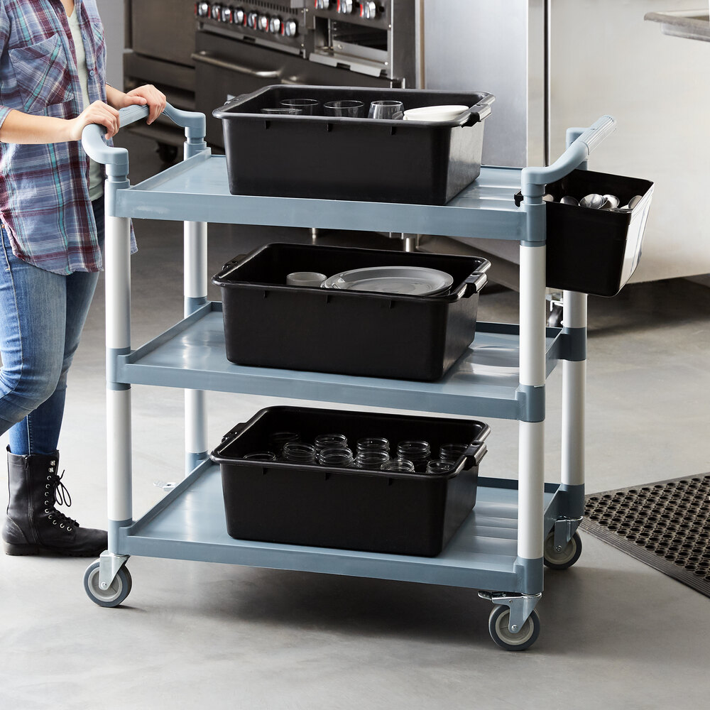 Utility Cart for Bussing, 3 Shelves, Rolling, - 42" x 20"