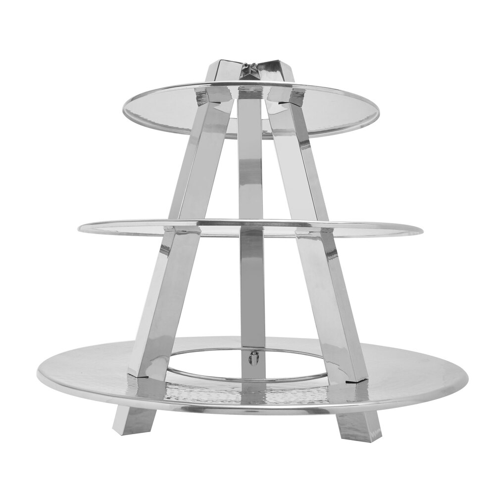 American Metalcraft TTS2319 3 Tier Display Stand - Hammered Stainless Steel