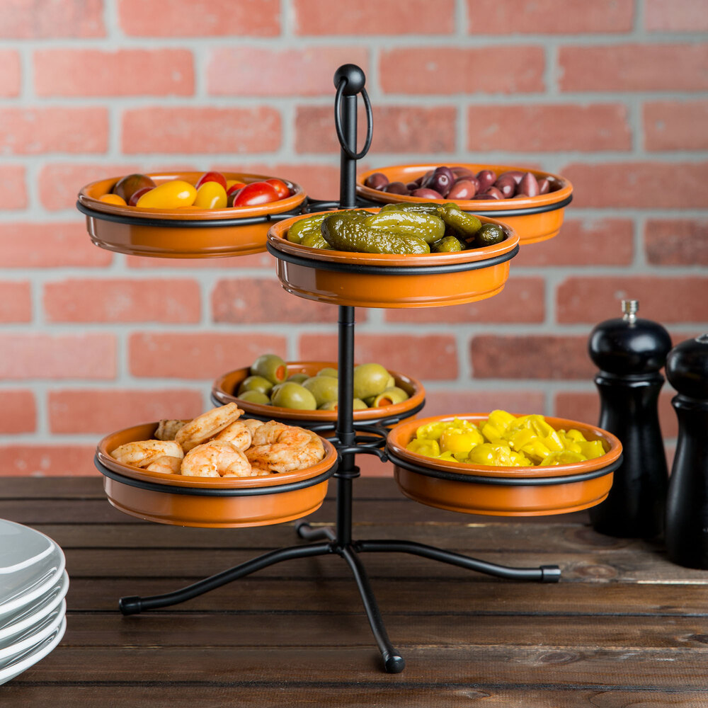 Tablecraft TPSL13KITTC 13" 2-Tier Tapas Stand with 6 Terra Cotta Tapas ...