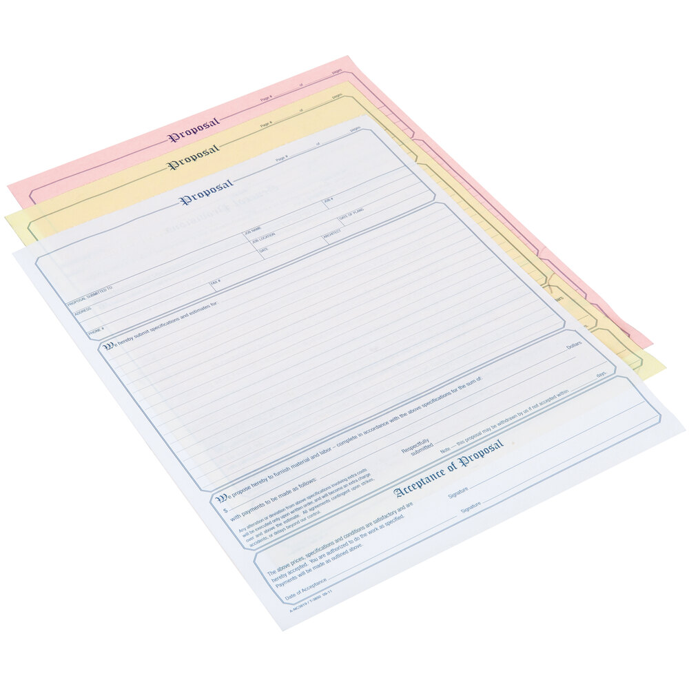 Adams NC3819 3-Part Carbonless Contractor Proposal Form - 50/Pack