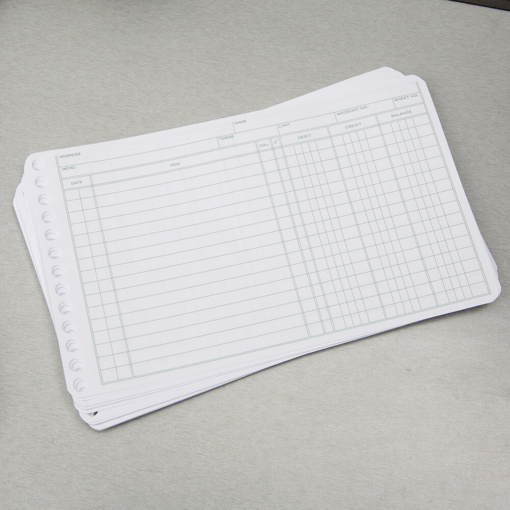 Adams ARB58100 5" x 8 1/2" Green / White Ledger 6-Ring Binder Refill ...