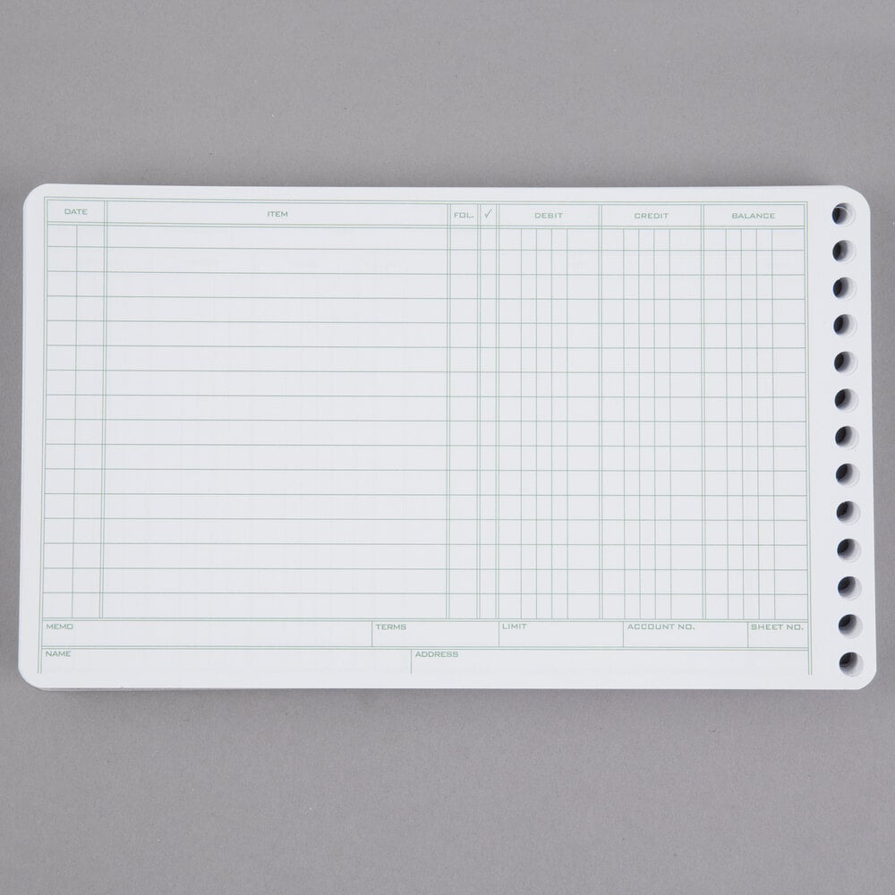 Adams ARB58100 5" x 8 1/2" Green / White Ledger 6-Ring Binder Refill ...