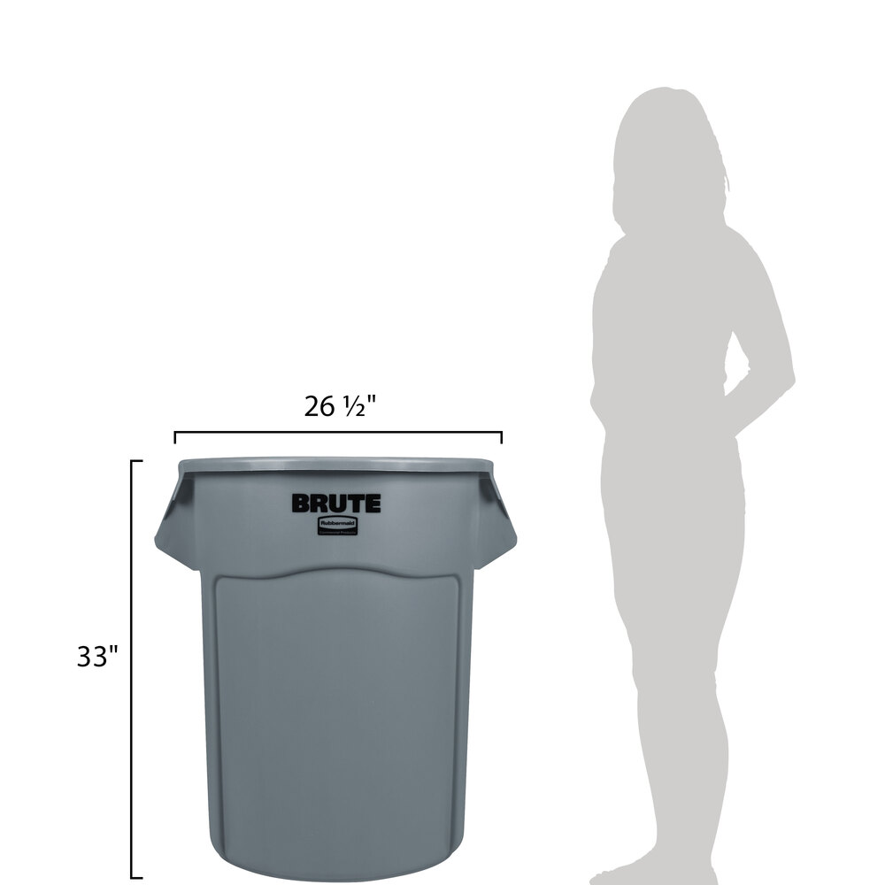 55 Gallon Trash Can | Rubbermaid Brute 55 Gal - FG265500GRAY