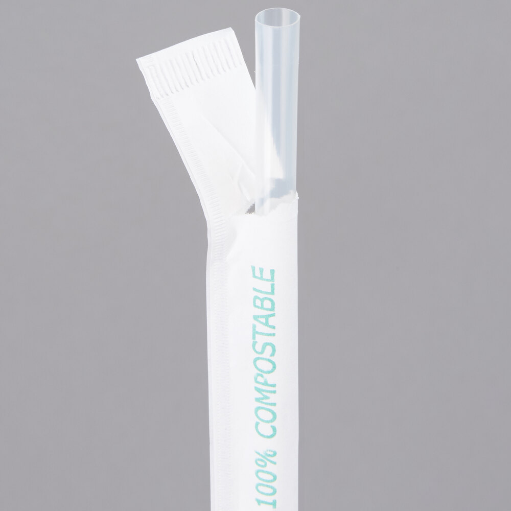 Eco Products EP-ST780 7 3/4" Clear Wrapped Compostable Plastic Cold ...