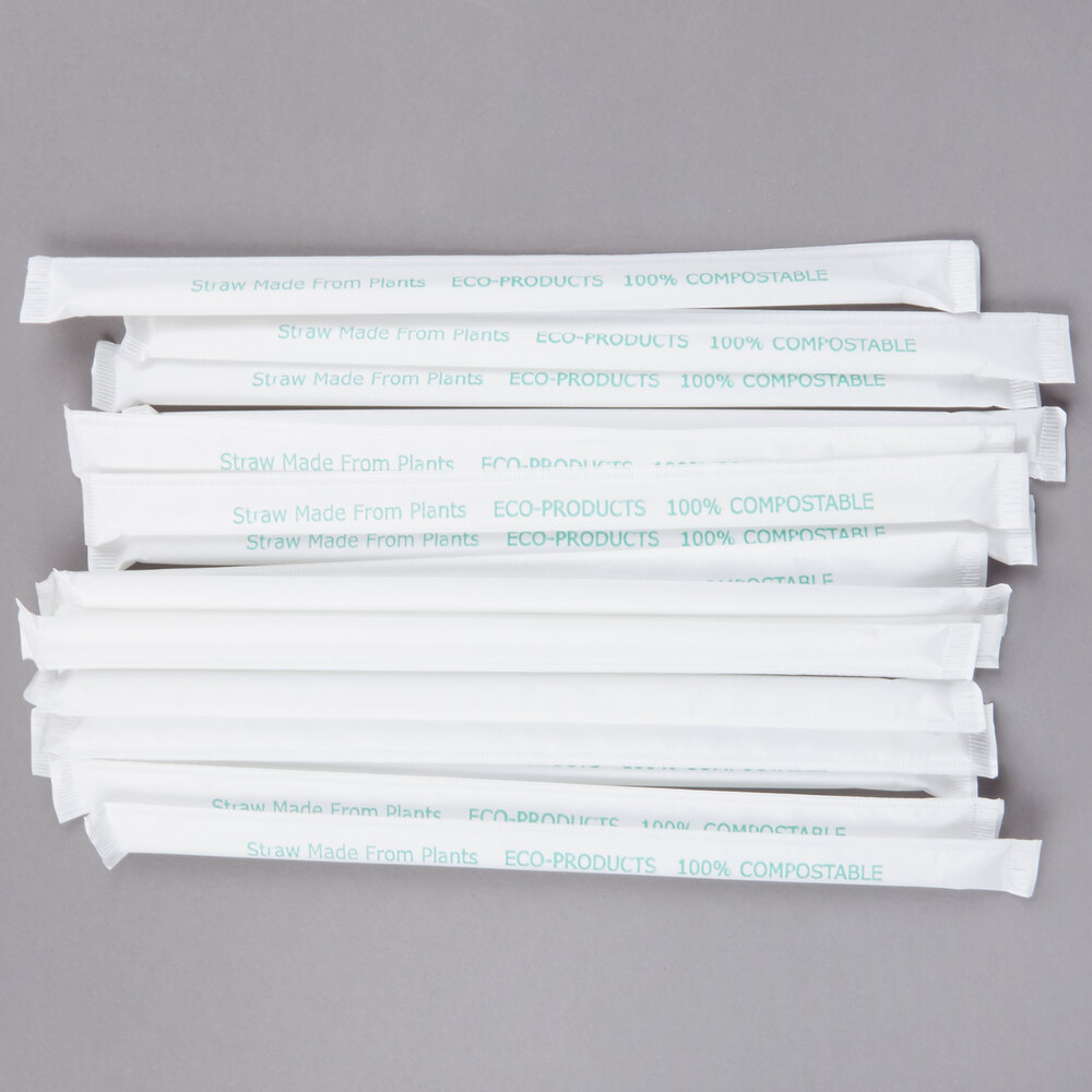 Eco Products EP-ST780 7 3/4" Clear Wrapped Compostable Plastic Cold ...