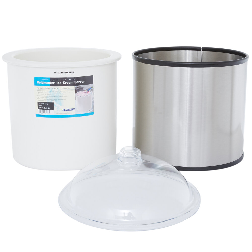 Carlisle White 3 Gallon Coldmaster Ice Cream Cold Crock with Lid and ...