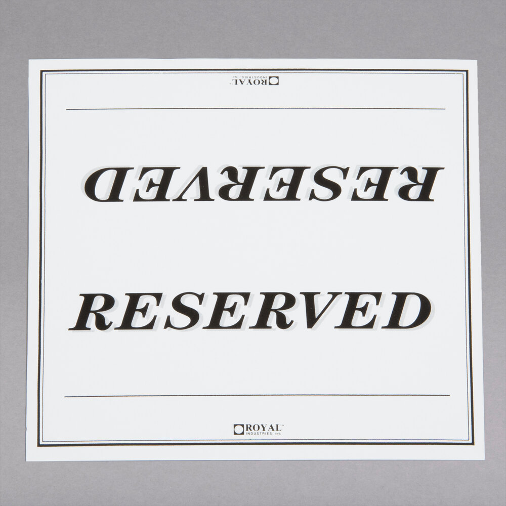 6 X 3 Table Tent Sign Reserved Double Sided 250 Pack