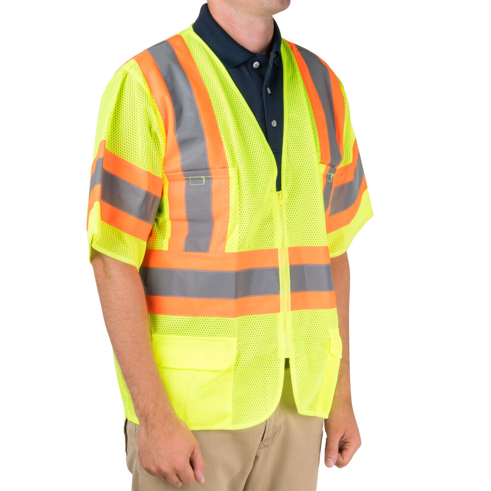 Lime Class 3 Mesh High Visibility Safety Vest with Two-Tone Reflective ...