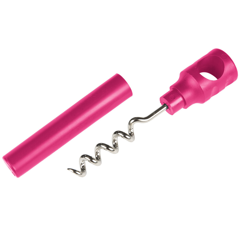 Raspberry Customizable Plastic Pocket Corkscrew