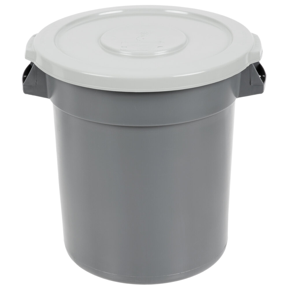 Continental Huskee 10 Gallon Gray Trash Can with Gray Lid