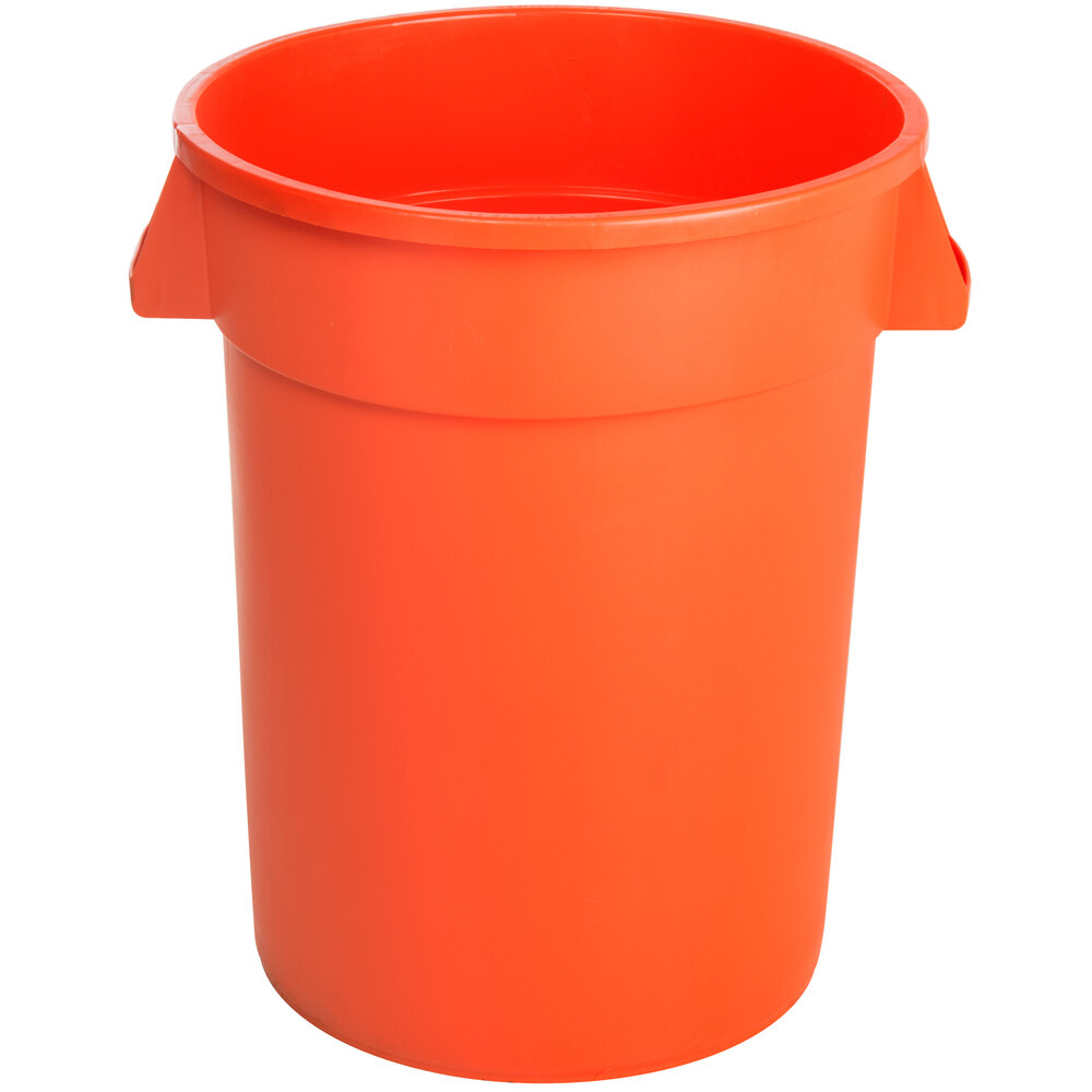 Carlisle 34103224 Bronco 32 Gallon Orange Round Trash Can