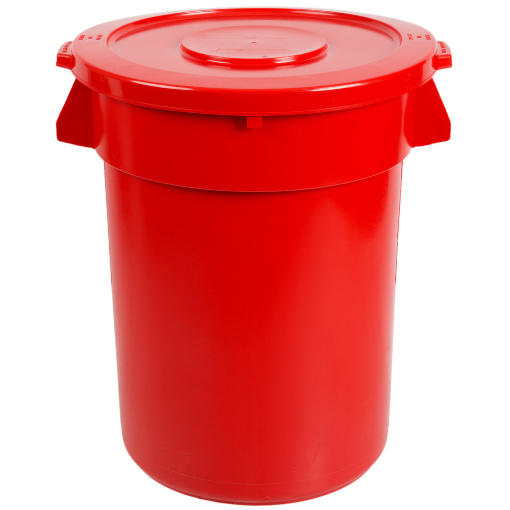 Continental Huskee 32 Gallon Red Trash Can with Red Lid