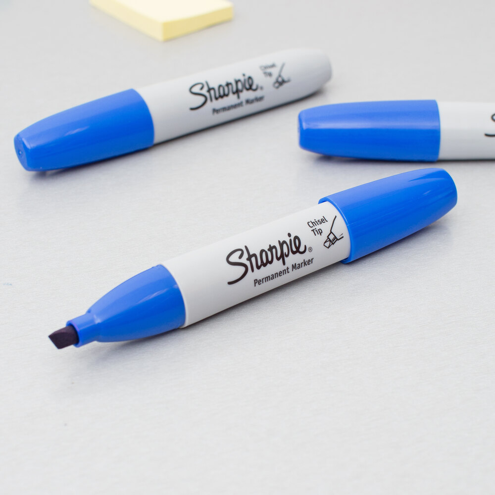 Sharpie 38203 Blue Chisel Tip Permanent Marker - 12/Pack