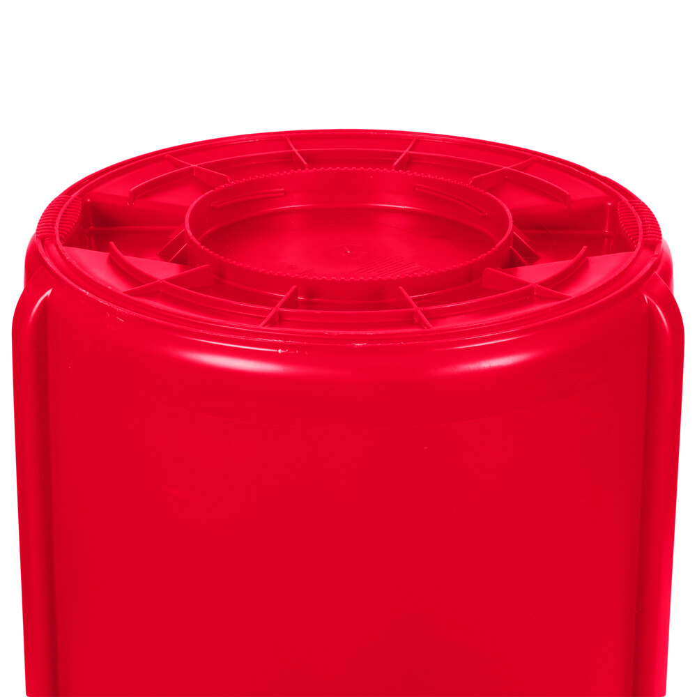 Rubbermaid BRUTE 55 Gallon Red Round Trash Can and Lid