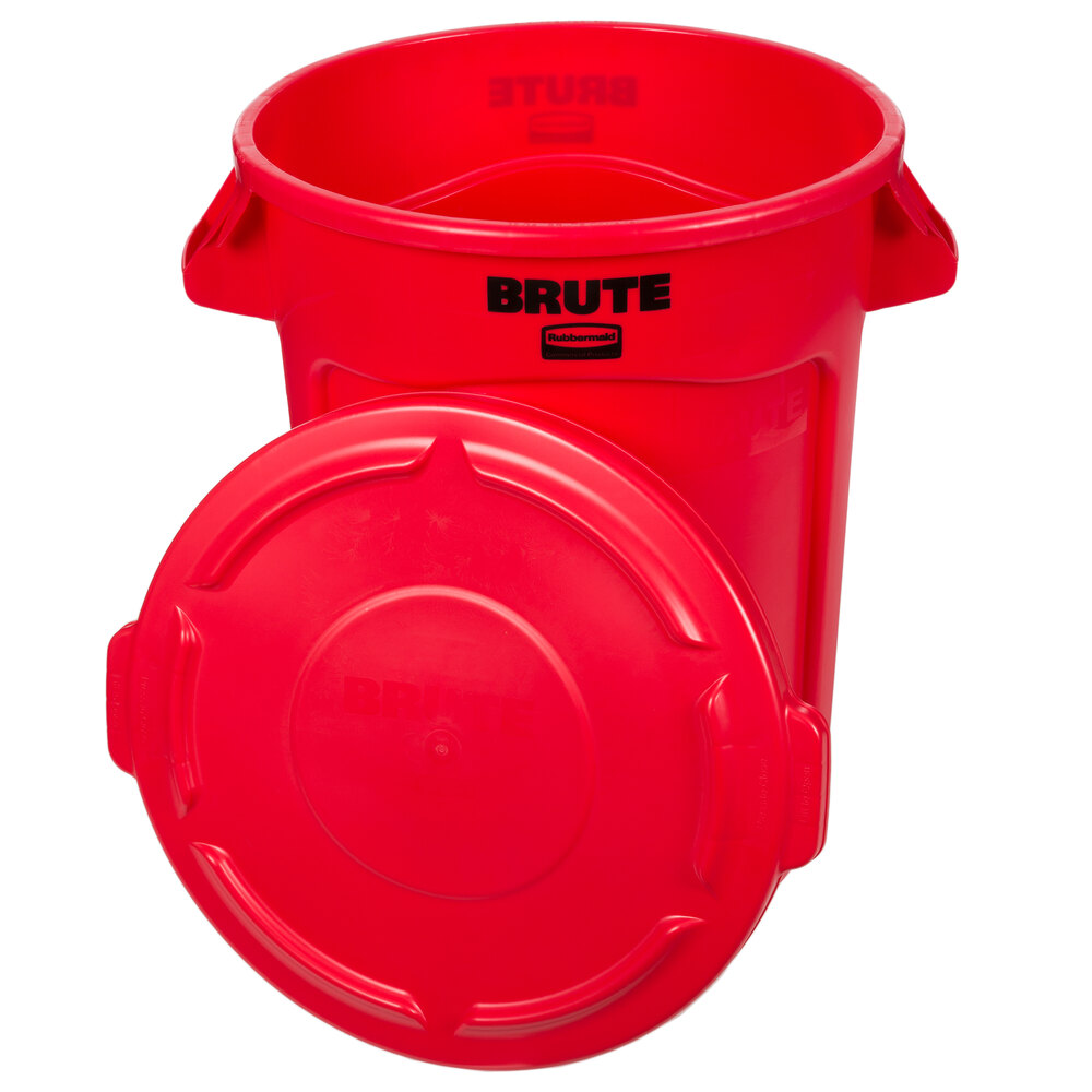 Rubbermaid BRUTE 32 Gallon Red Trash Can and Lid