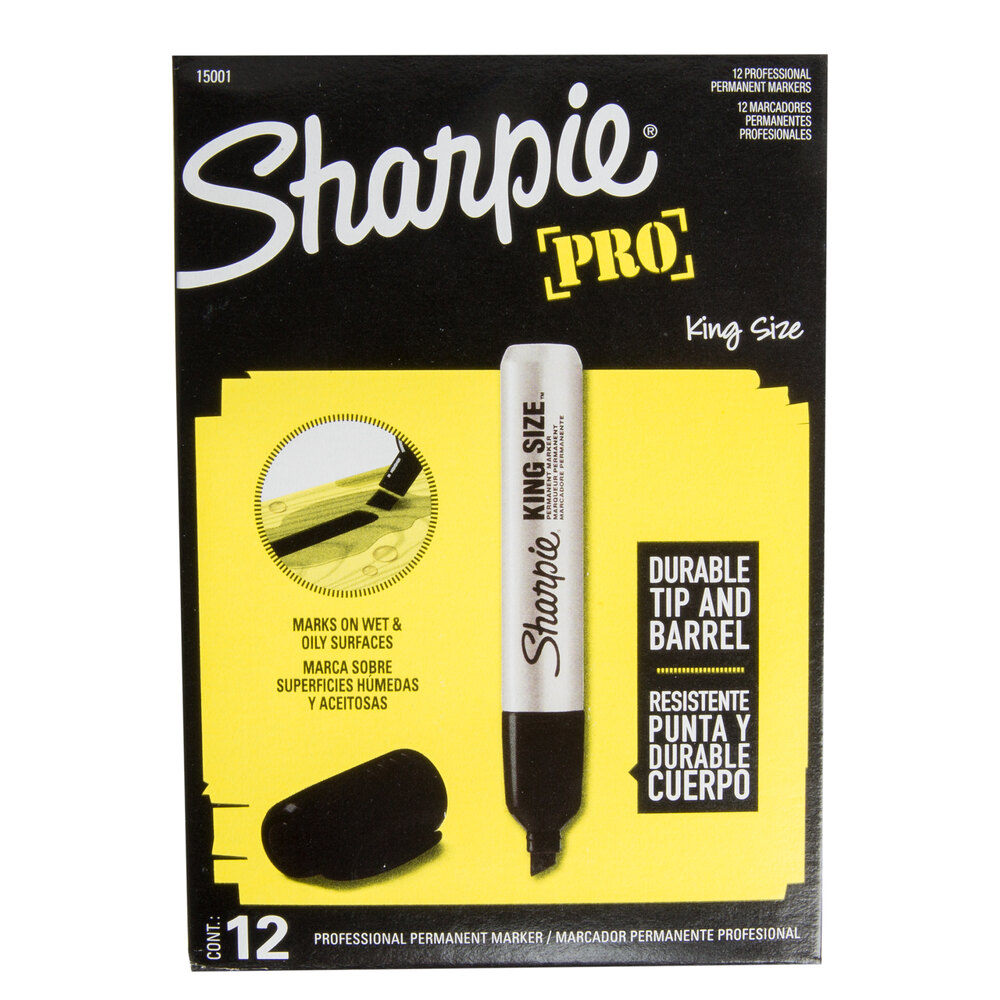 Sharpie 15001 King Size Black Chisel Tip Permanent Marker - 12/Pack