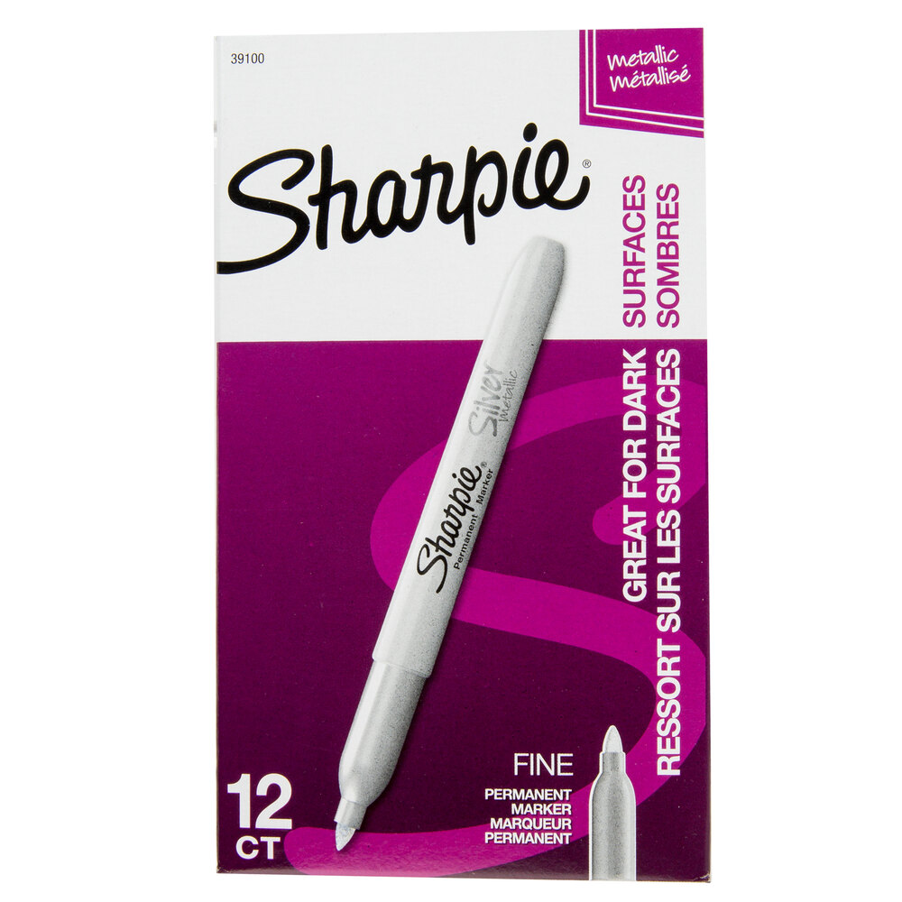 Sharpie 39100 Metallic Silver Bullet Tip Permanent Marker - 12/Pack