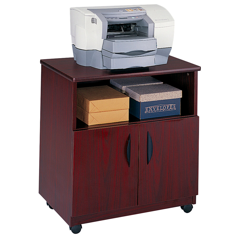 Safco 1850MH Mahogany Laminate Machine Stand with 2-Door Cabinet and ...