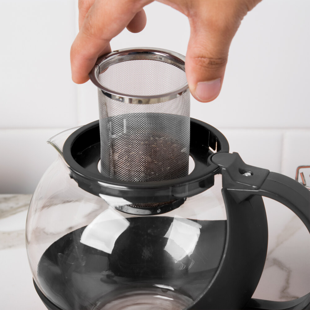 Choice 42 oz. Tempered Glass Tea Pot Infuser with Stainless Steel Basket