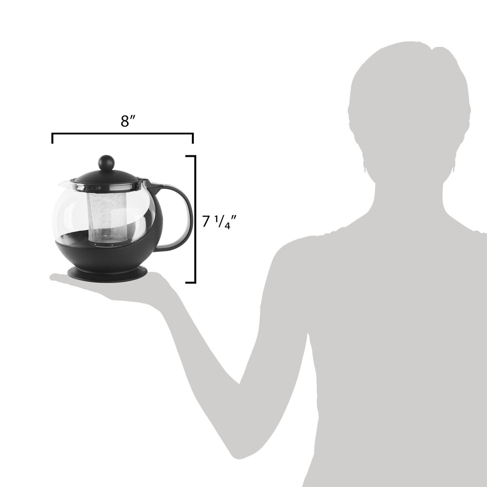 Choice 42 oz. Tempered Glass Tea Pot Infuser with Stainless Steel Basket