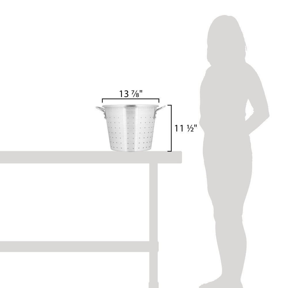 Town 38013 36 Qt. Tapered Aluminum Vegetable Colander with Handles