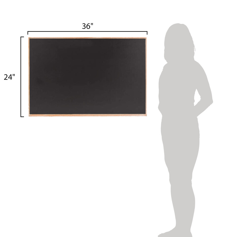 Aarco OC2436B 24" x 36" Black Solid Oak Wood Frame Slate Composition ...