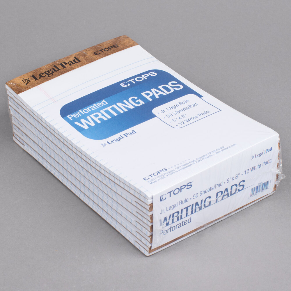 TOPS 7500 5 X 8 Narrow Ruled White Perforated Legal Pad 12 Pack TOPS 7500 5 X 8 Narrow Ruled White Perforated Legal Pad 12 Pack