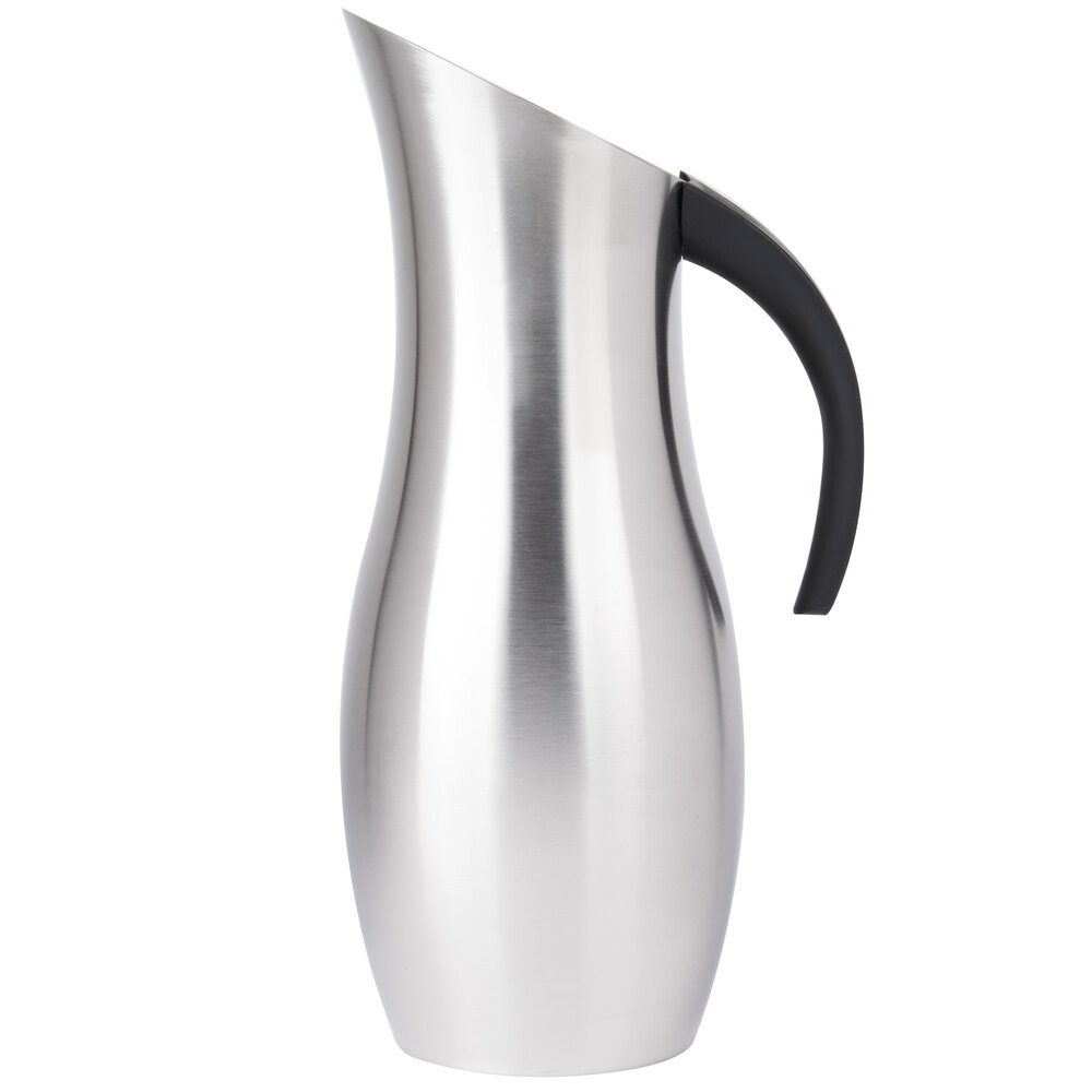 GET P-64-BSS 64 oz. Brushed Stainless Steel Pitcher with Black Handle
