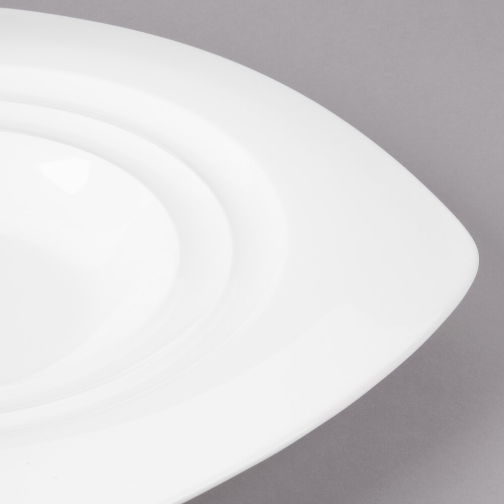 Bon Chef 1000003P Concentrics 8 oz. White Porcelain Soft Square Pasta ...