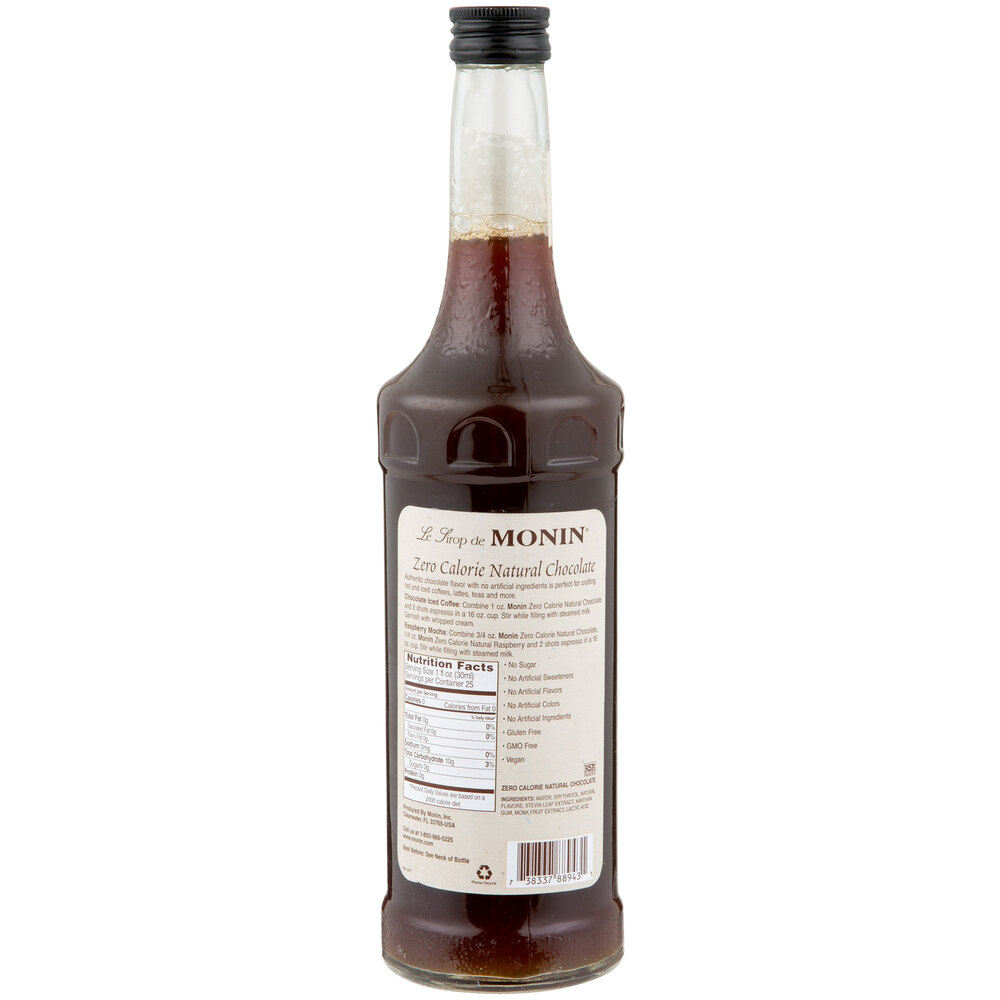 Monin 750 mL Zero Calorie Natural Chocolate Flavoring Syrup
