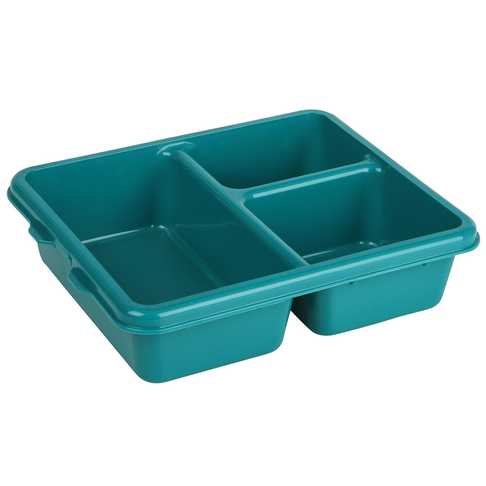 Cambro 9113CP414 9" x 11" Teal 3-Compartment Meal Delivery Tray - 24/Case