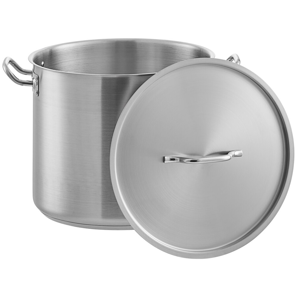 Vigor 32 Qt. Heavy-Duty Stainless Steel Aluminum-Clad Stock Pot with Cover