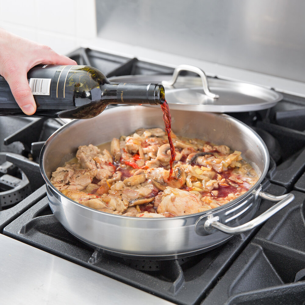 Vigor 5 Qt. Stainless Steel Aluminum-Clad Saute Pan with Lid and Helper ...