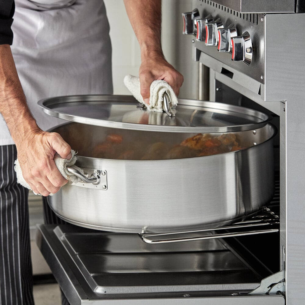 Vigor 30 Qt. Stainless Steel Aluminum-Clad Heavy-Duty Brazier with Cover