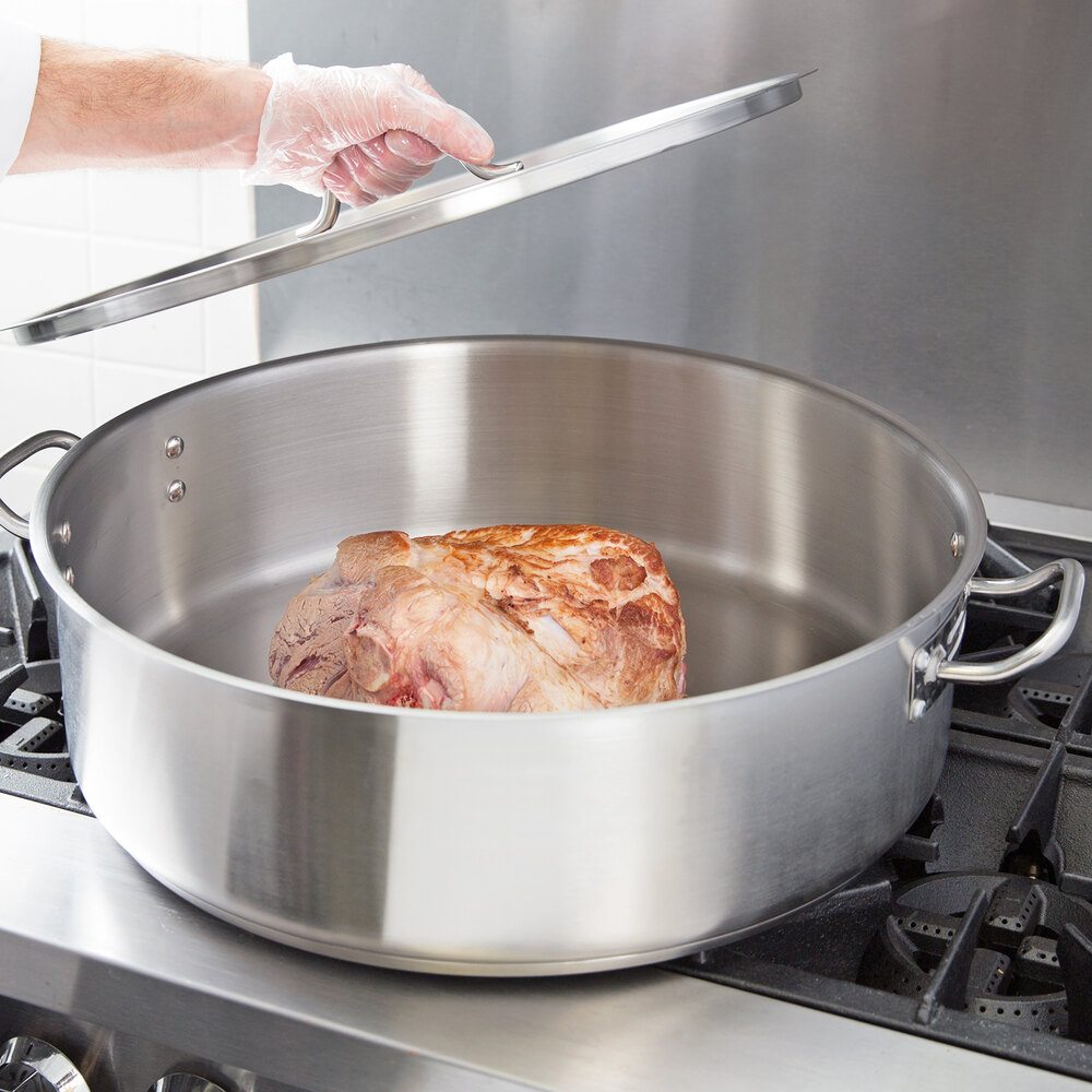 Vigor 15 Qt. Stainless Steel Aluminum-Clad Heavy Weight Brazier with Cover