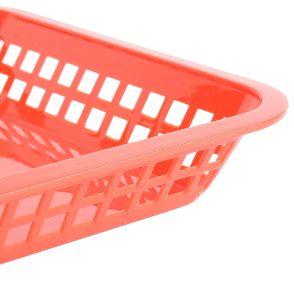 Choice 12" x 8 1/2" x 1 1/2" Red Rectangular Plastic Fast Food Basket ...