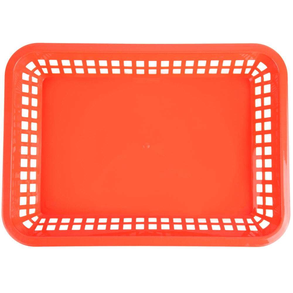 Choice 12" x 8 1/2" x 1 1/2" Red Rectangular Plastic Fast Food Basket ...
