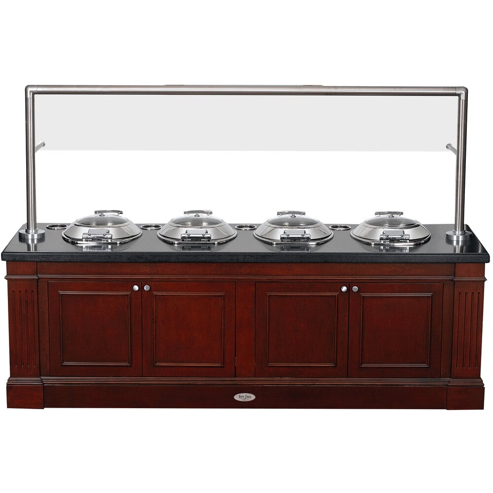 Bon Chef 50102 96" x 30" x 66" Wood Buffet with 4 Chafers and 4 ...