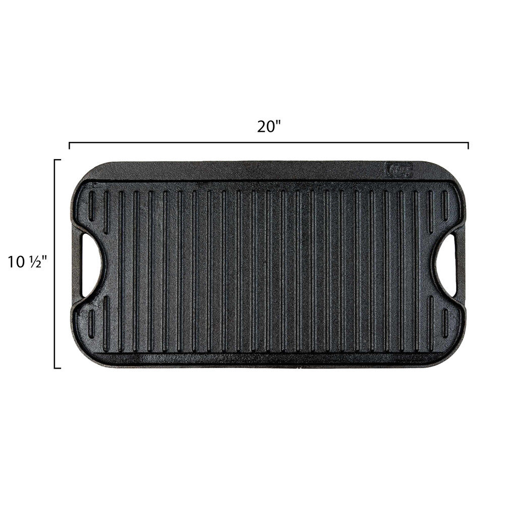 Choice 16 1/2" x 9 1/2" Pre-Seasoned Reversible Cast Iron Griddle and ...