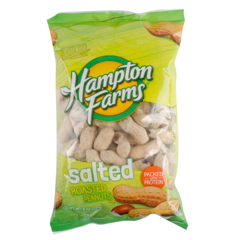 Hampton Farms 0.5 lb. Roasted & Salted In-Shell Peanuts - 36/Case