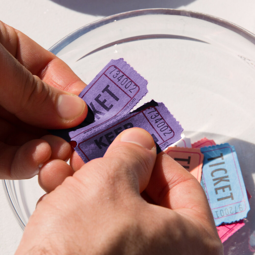 Carnival King Purple 2-Part Raffle Tickets - 2000/Roll