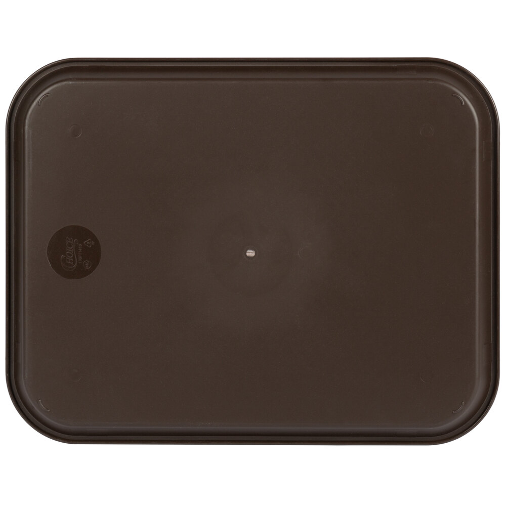 Choice 14" x 18" Chocolate Brown Plastic Fast Food Tray - 12/Pack