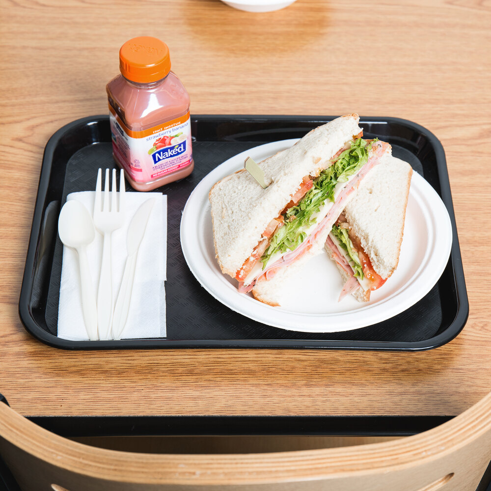 Choice 10" x 14" Black Plastic Fast Food Tray