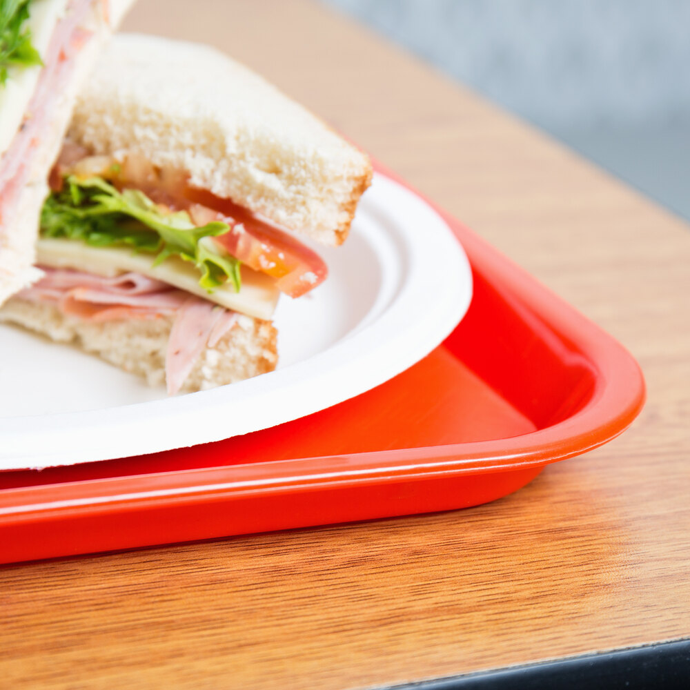 Choice 10" x 14" Orange Plastic Fast Food Tray