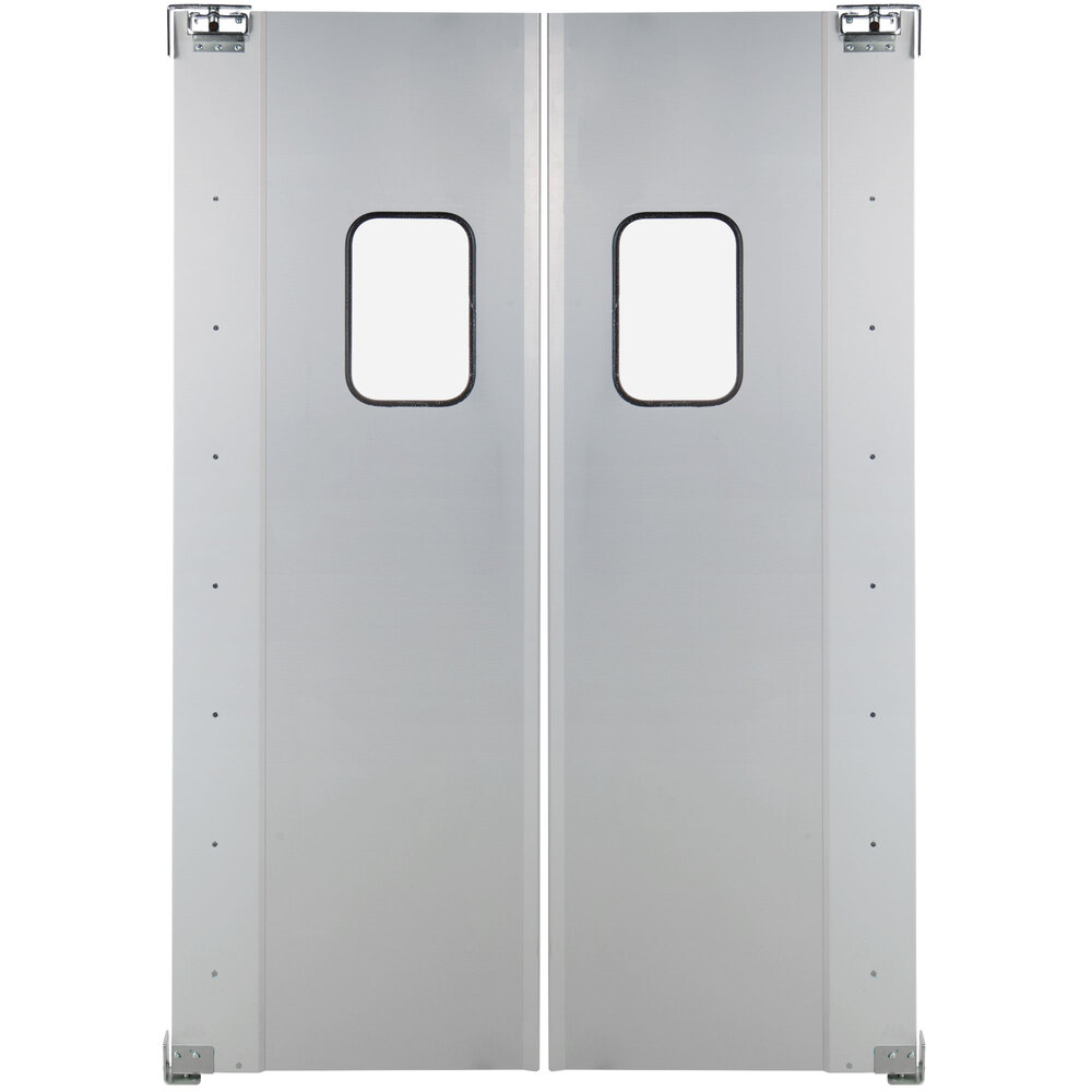 Regency Double Aluminum Swinging Traffic Door with 9" x 14" Window - 60 ...