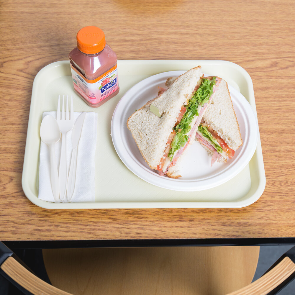 Choice 10" x 14" Beige Plastic Fast Food Tray - 24/Case