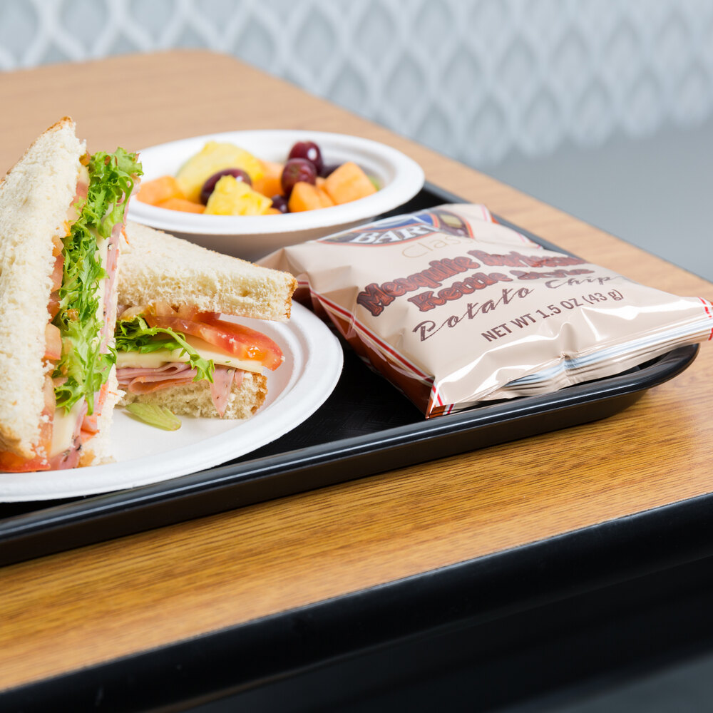 Choice 14" x 18" Black Plastic Fast Food Tray - 12/Pack